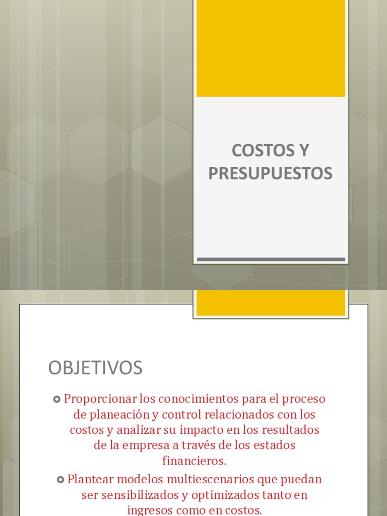 Presentacion Costos y Presupuestos | PDF | Costo | Presupuesto