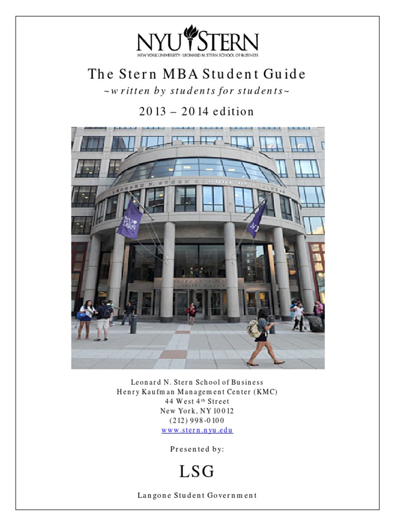 NYU Stern Guide | PDF | Email | Master Of Business Administration