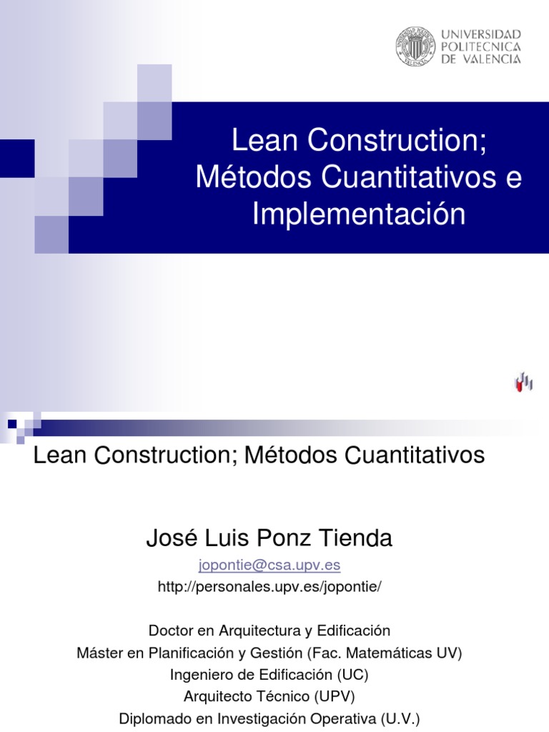 Lean Construction Metodos Cuantitativos e Implementacion | PDF | Matriz (Matemáticas ...