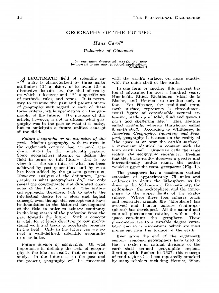 Hans Carol - Geography of The Future | PDF | Geography | Reality
