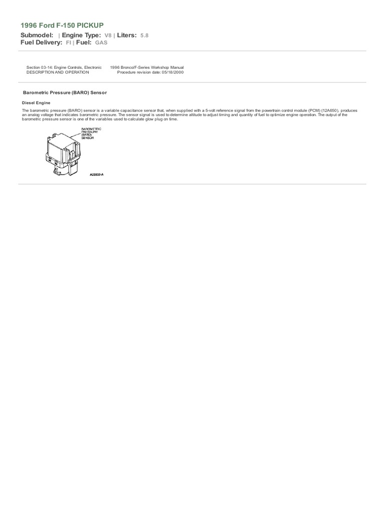 Barometric Pressure Baro Sensor Description and Operation | PDF