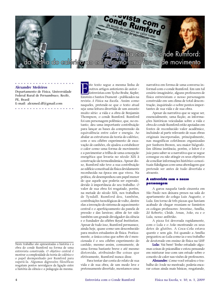 Entrevista Com o Conde Rumford | PDF | Calor | Temperatura