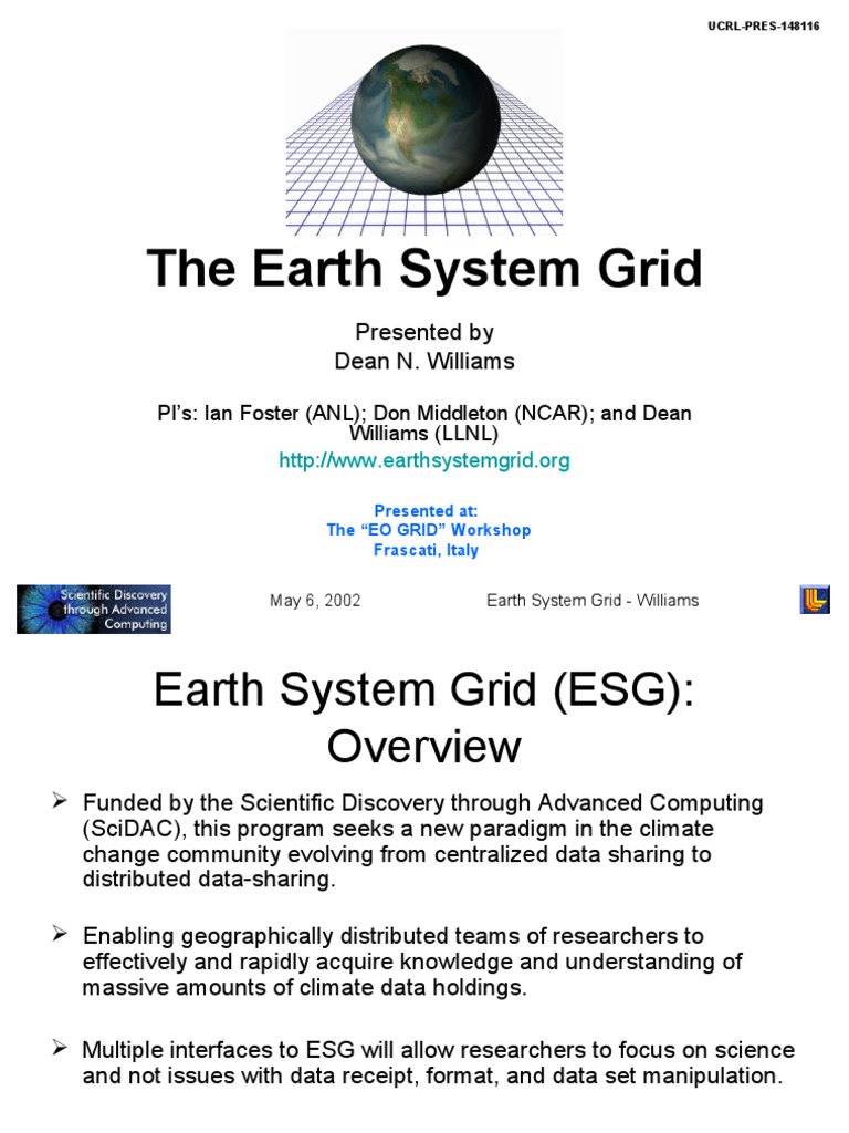 The Earth System Grid Presentation | PDF | Metadata | Grid Computing
