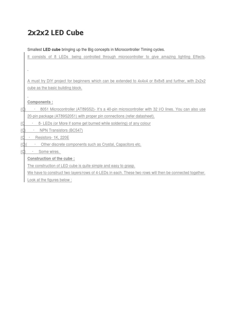 2x2x2 LED Cube | PDF | Transistor | Light Emitting Diode