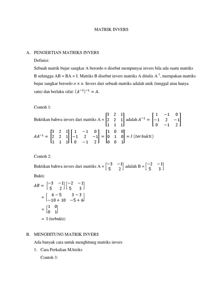 Panduan Lengkap Matrik Invers dan Metode | PDF
