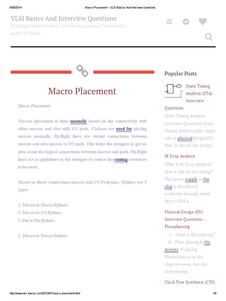 Macro Placement Guidelines in VLSI | PDF | Electrical Engineering ...