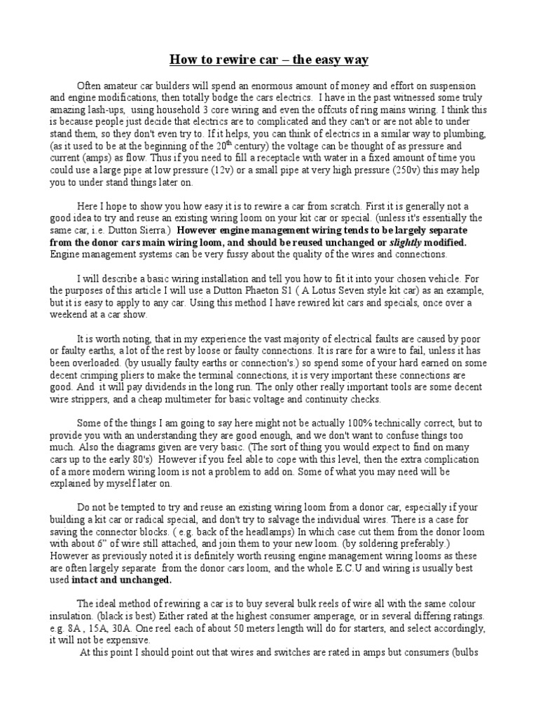 How To Rewire A Car The Easy Way Pdf Electrical Connector Relay