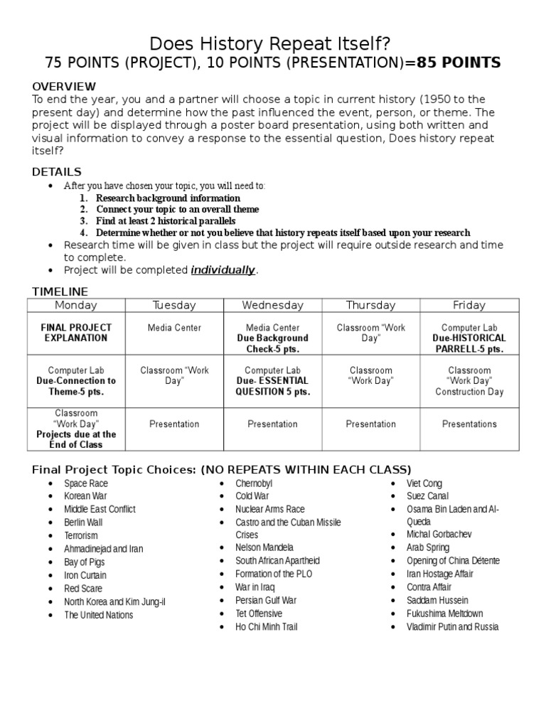 Project Does History Repeat Itself | PDF | Aftermath Of World War II ...