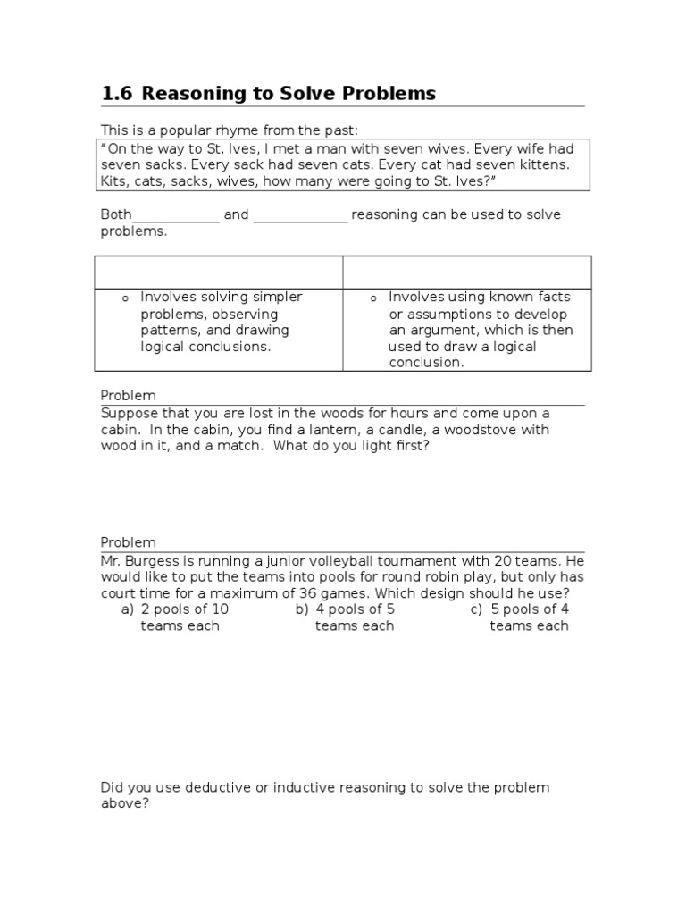 1 6 Reasoning To Solve Problems | PDF