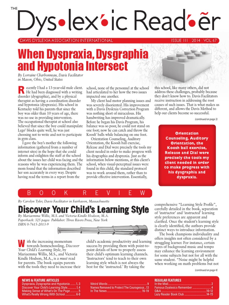 The Dyslexic Reader 2014 Issue 67 | PDF | Dyslexia | Learning