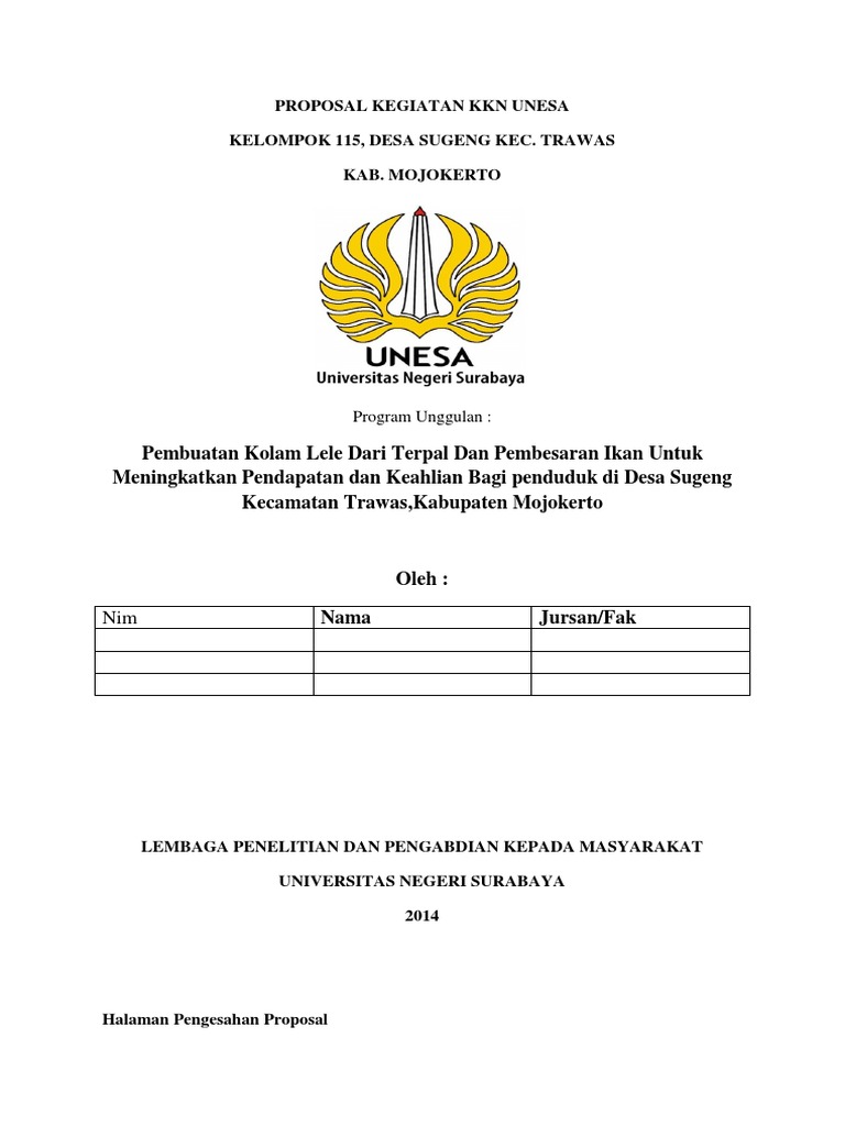 Proposal Kegiatan KKN Unesa Gue | PDF