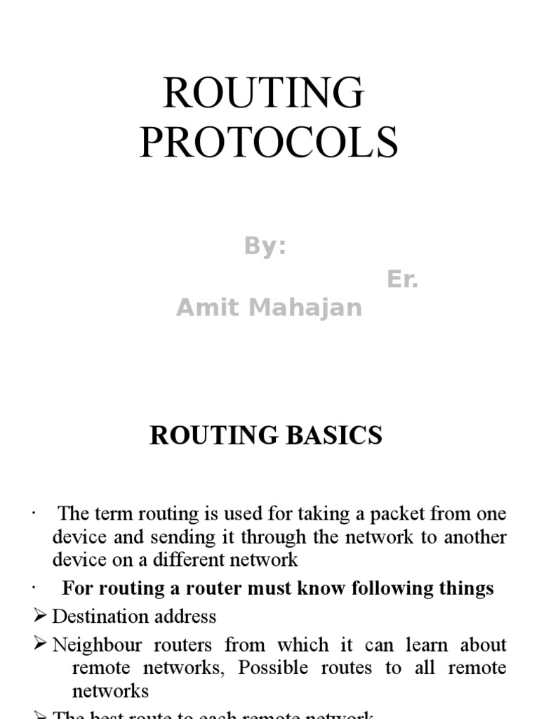 Routing Protocols: By: Er. Amit Mahajan | PDF | Routing | Router (Computing)
