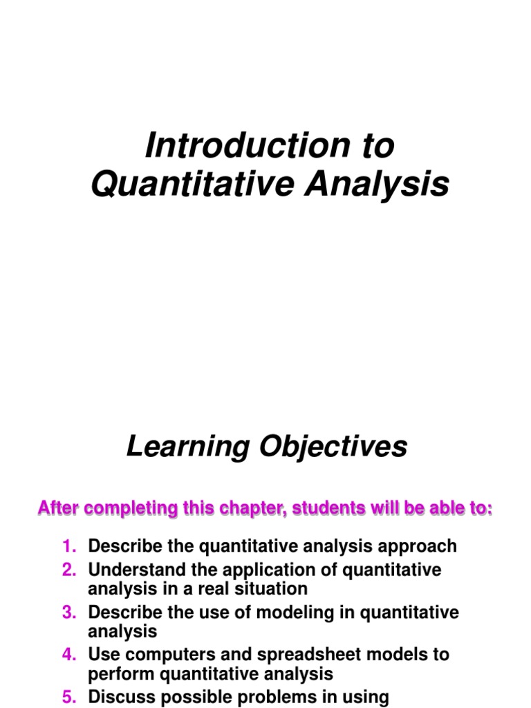 Intro To Quantitative Analysis | PDF | Operations Research | Quantitative Research