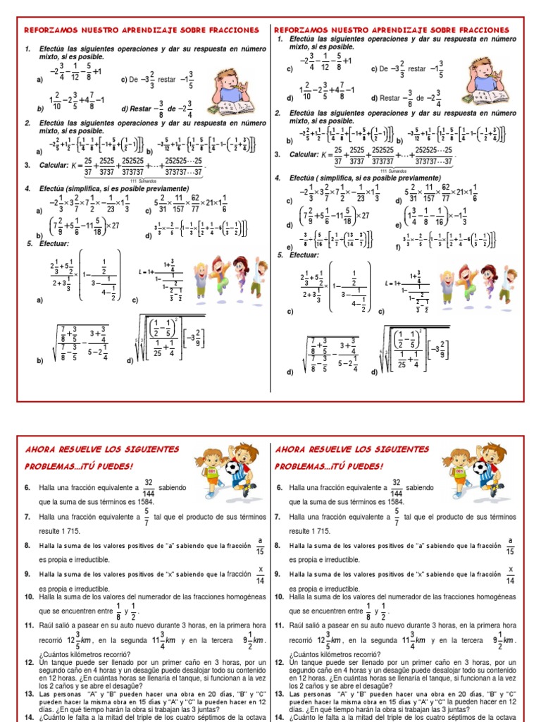 Reforzamos Nuestro Aprendizaje Sobre Fracciones | PDF | Fracción ...