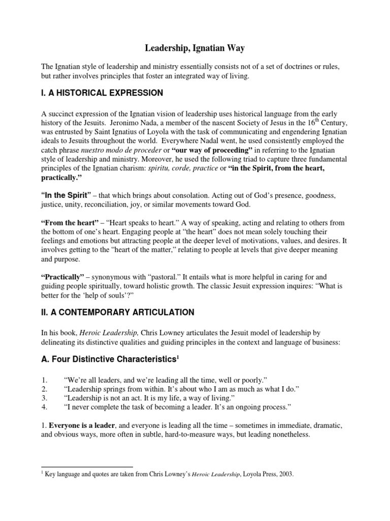 Leadership Ignatian Way | PDF | Ignatius Of Loyola | Society Of Jesus