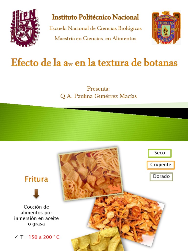 Efecto de La Aw en La Textura de Botanas | PDF | Fritura | Almidón