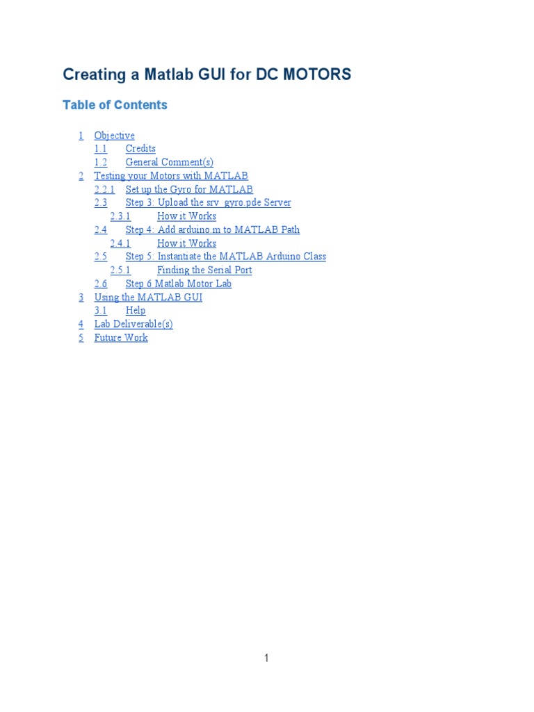 MATLAB GUI for DC Motor Control | PDF