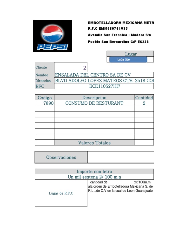 Factura de Pepsi | PDF