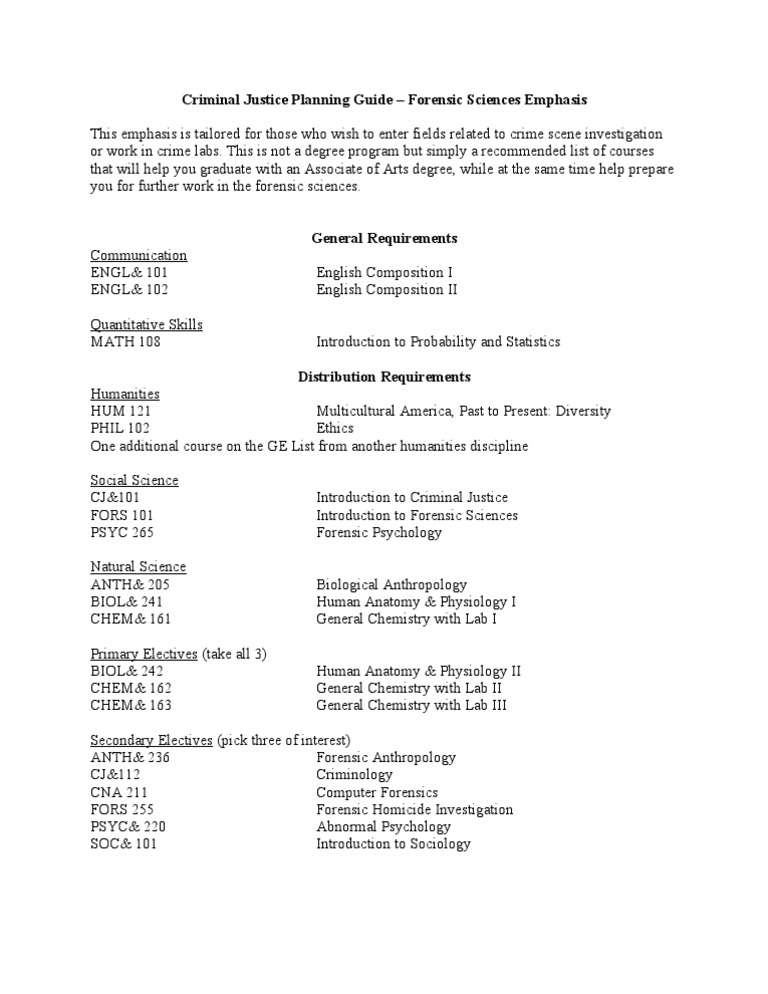 Forensic Sciences Criminal Justice Guide | PDF