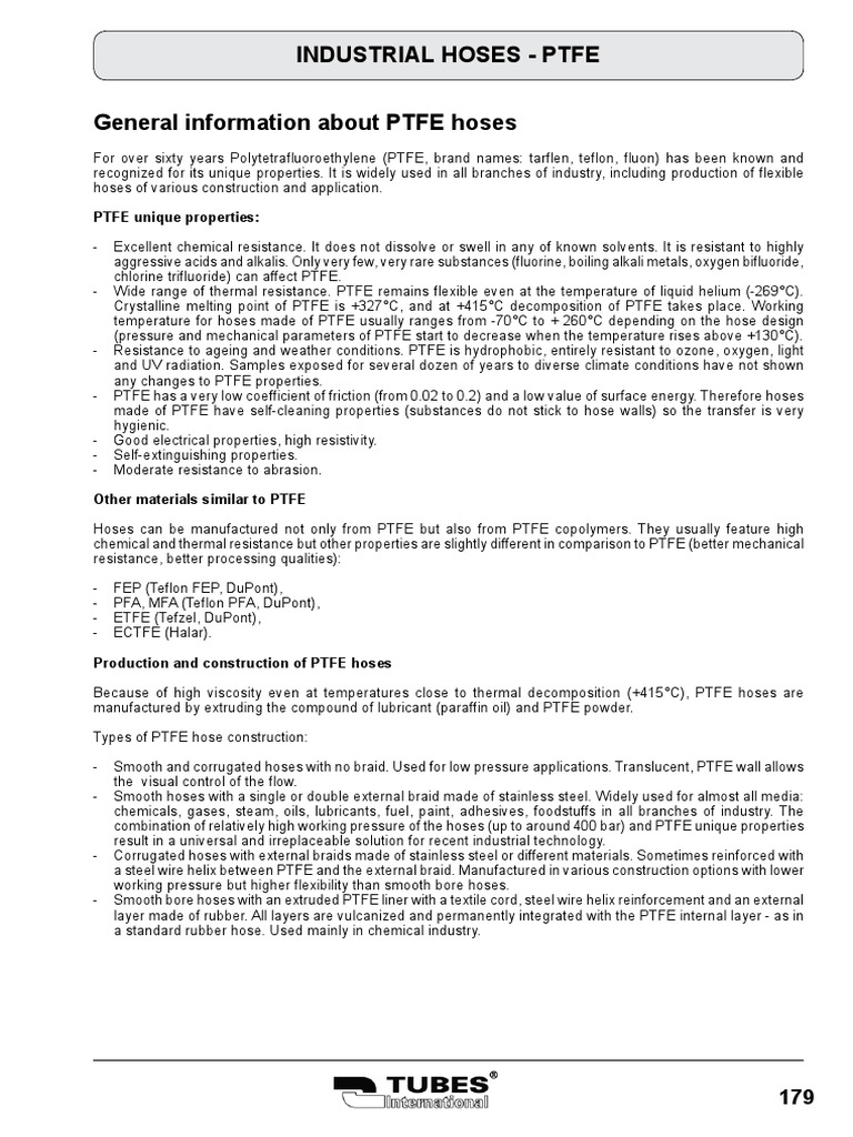 Ptfe Hoses | PDF | Hose | Electricity