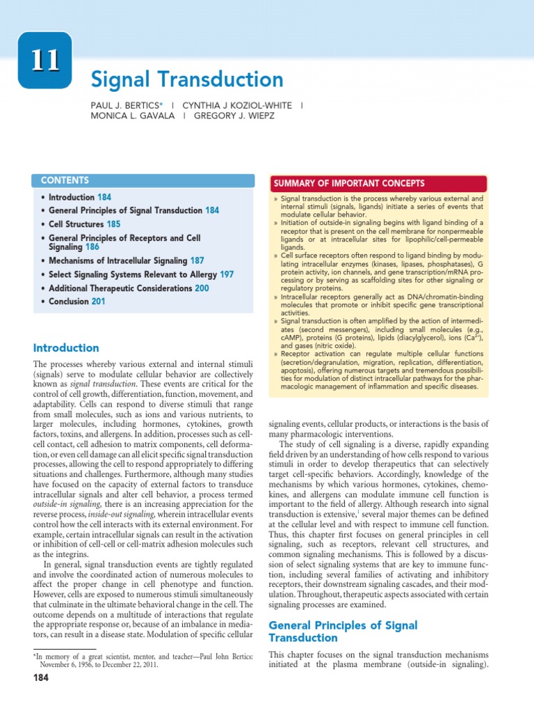 Chapter 11 - Signal Transduction | PDF