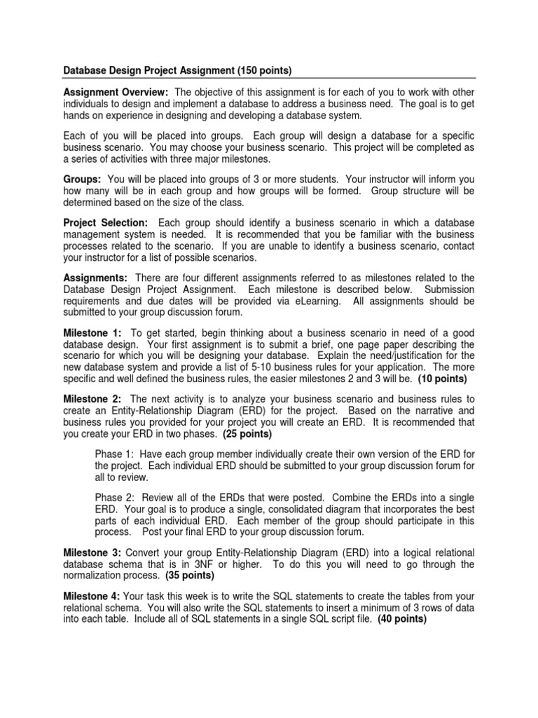Group Project Assignment | PDF | Relational Model | Sql