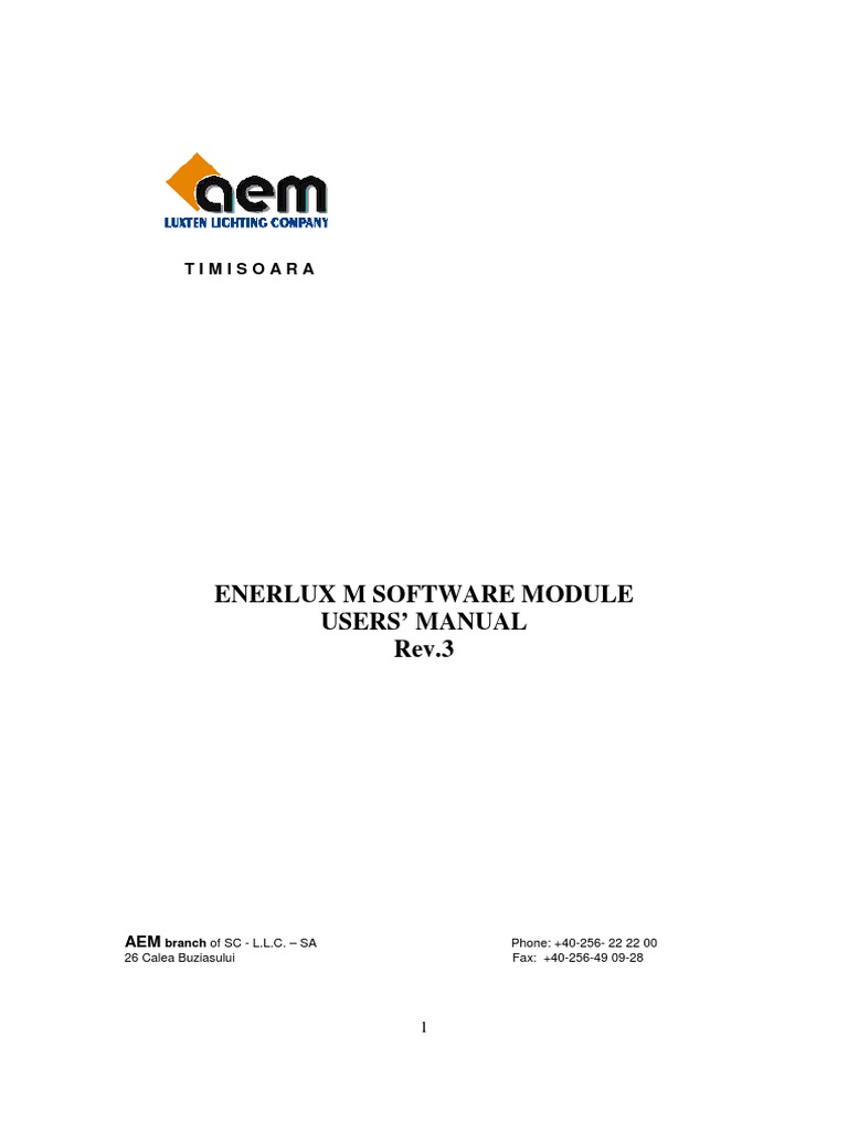 Enerlux M Software Module Users' Manual Rev.3: Timisoara | PDF ...