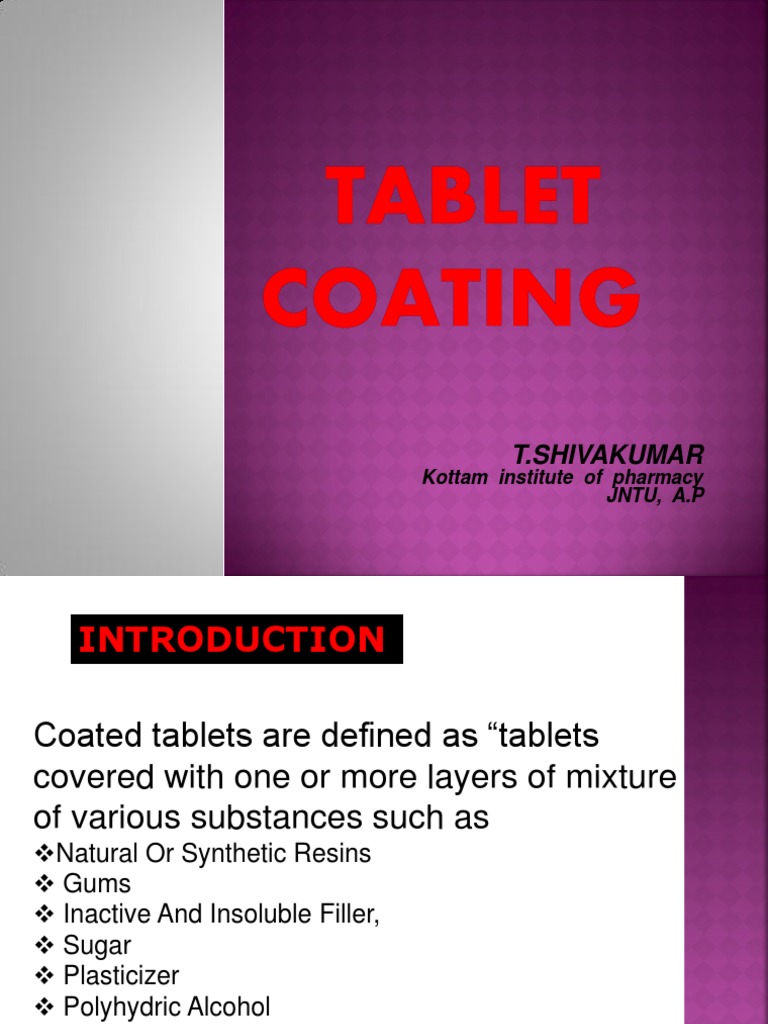 Tab Coating | PDF | Tablet (Pharmacy) | Polymers