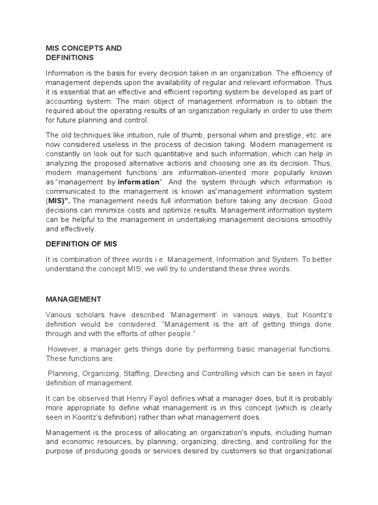 Mis Concepts | Download Free PDF | Management Information System | System