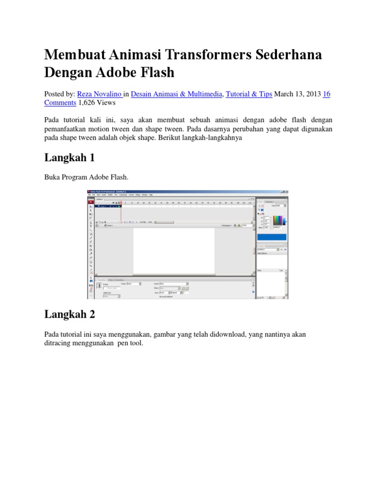 Membuat Animasi Transformers Sederhana Dengan Adobe Flash | PDF