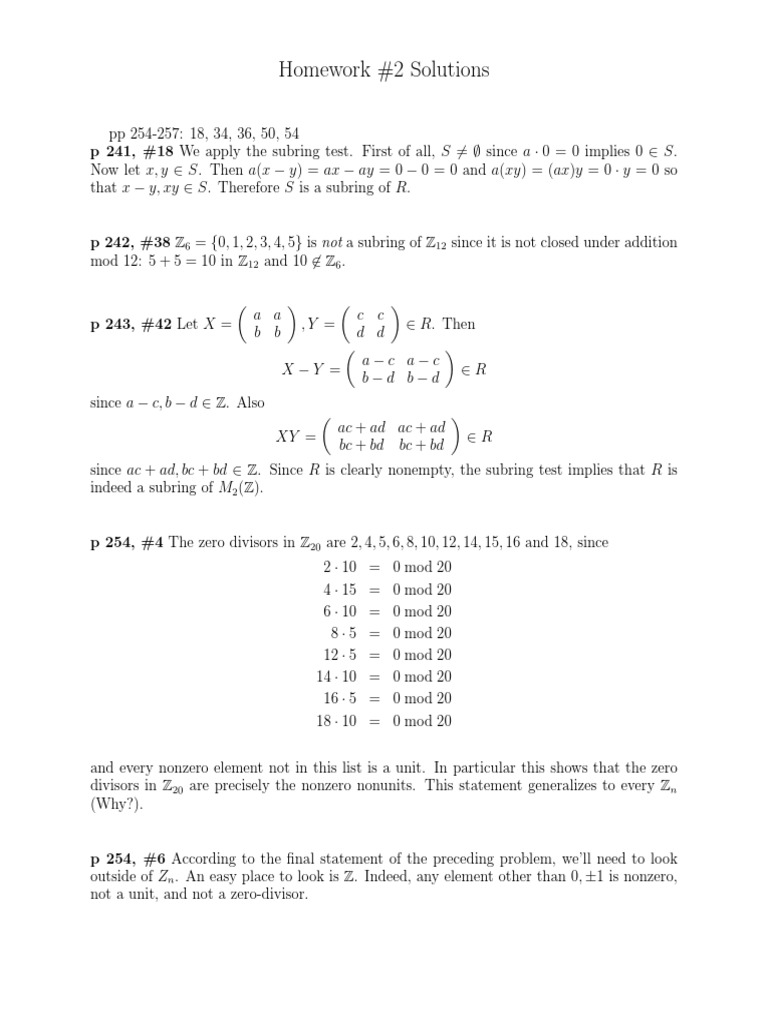 Homework #2 Solutions | PDF | Discrete Mathematics | Mathematical Concepts