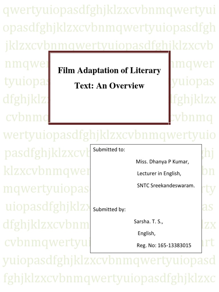 Film Adaptations of The Literary Text | PDF | Leisure