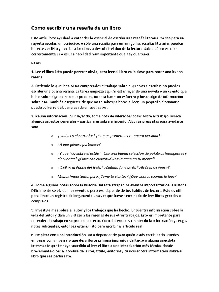 Cómo Escribir Una Reseña de Un Libro