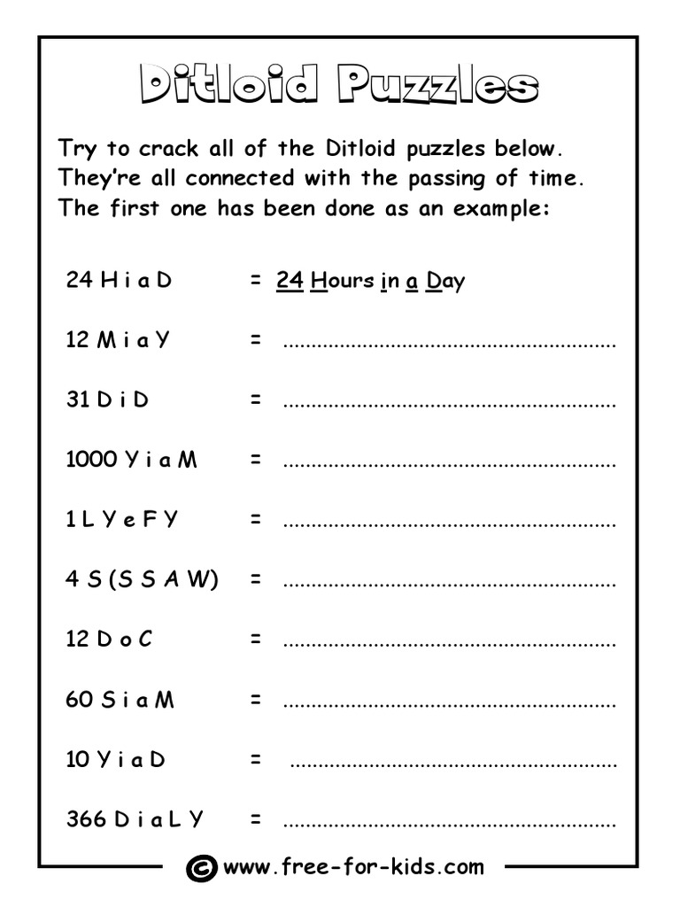 Ditloid Puzzle Sheet | PDF