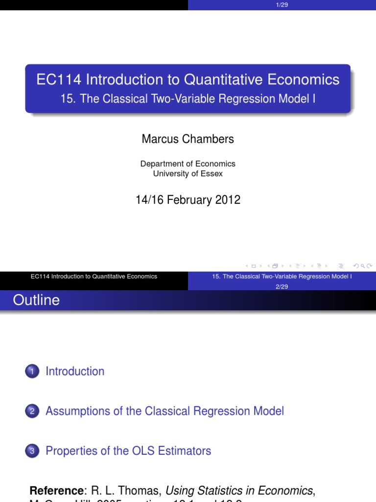 The Classical Two-Variable Regression Model | PDF | Ordinary Least Squares | Estimator