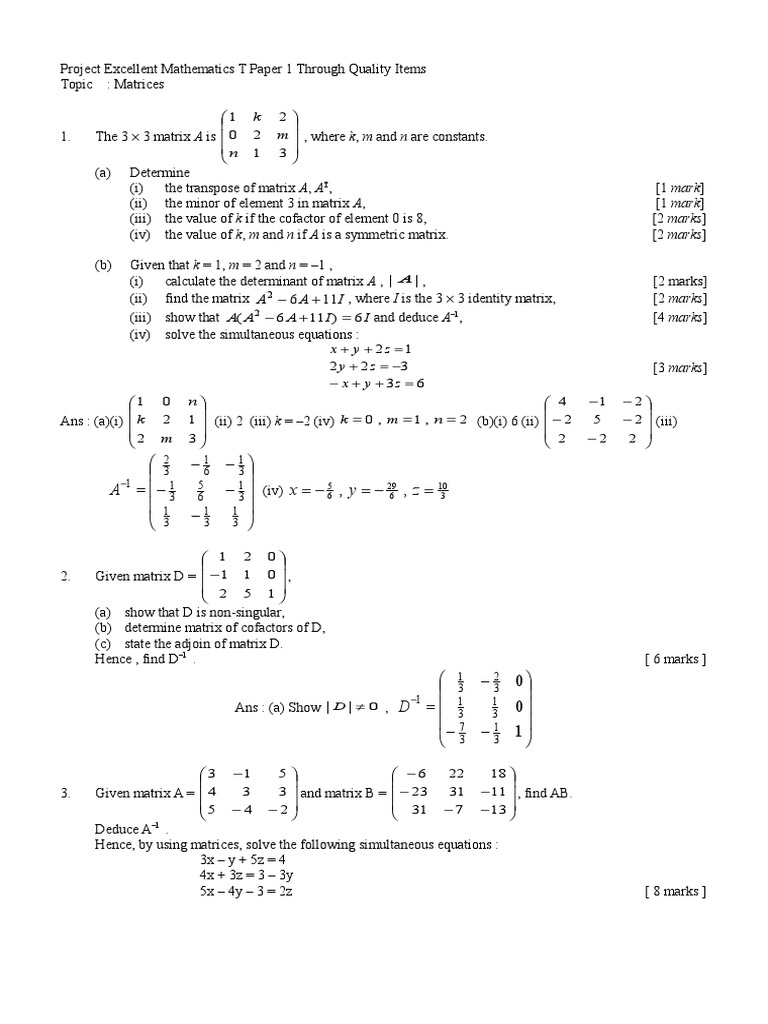 Matrices | PDF | Determinant | Matrix Theory