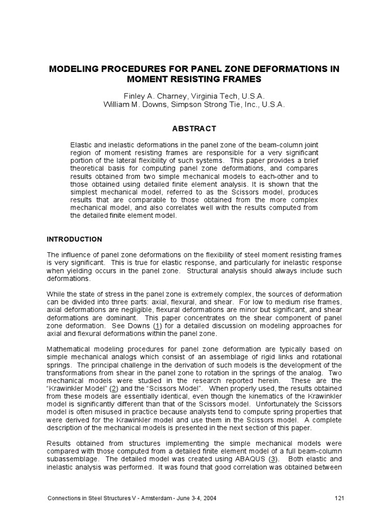 Panel Zones | PDF | Deformation (Mechanics) | Bending