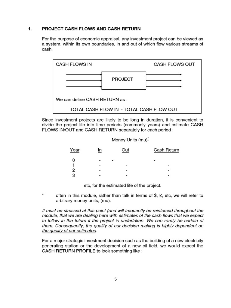 Project Cash Flows and Cash Return | PDF | Cost | Working Capital