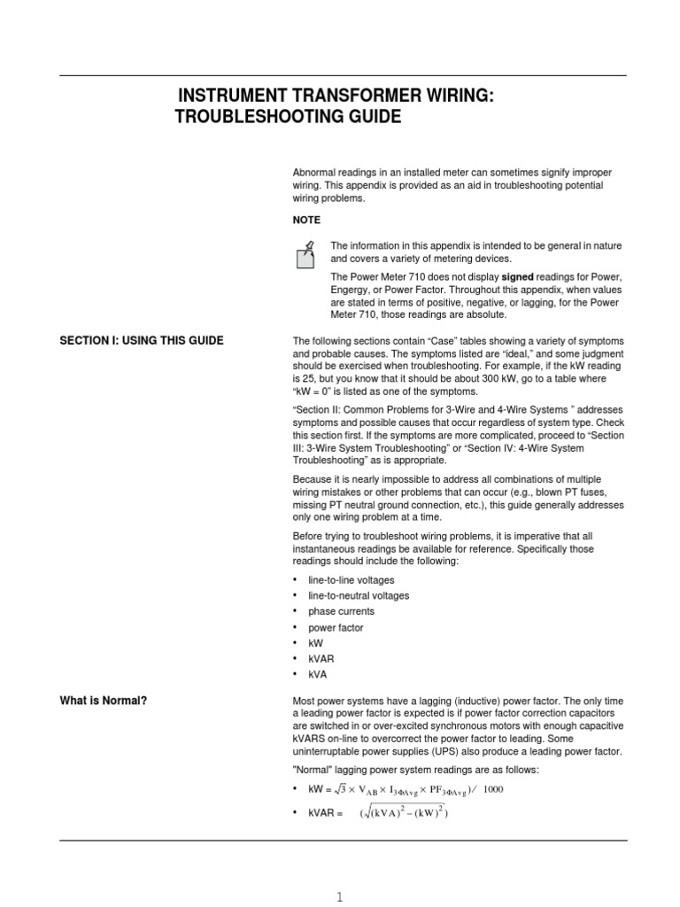 Troubleshooting Guide for Instrument Transformer Wiring Issues in ...