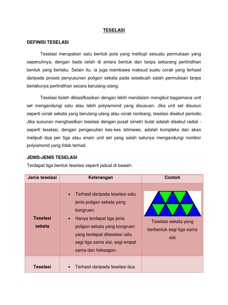 Definisi Teselasi | PDF