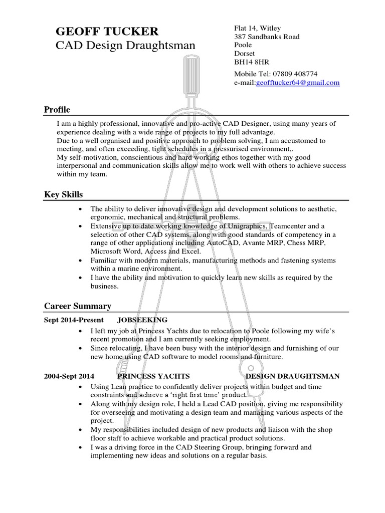 CAD Design Draughtsman: Geoff Tucker | PDF | Aircraft | Computer Aided ...
