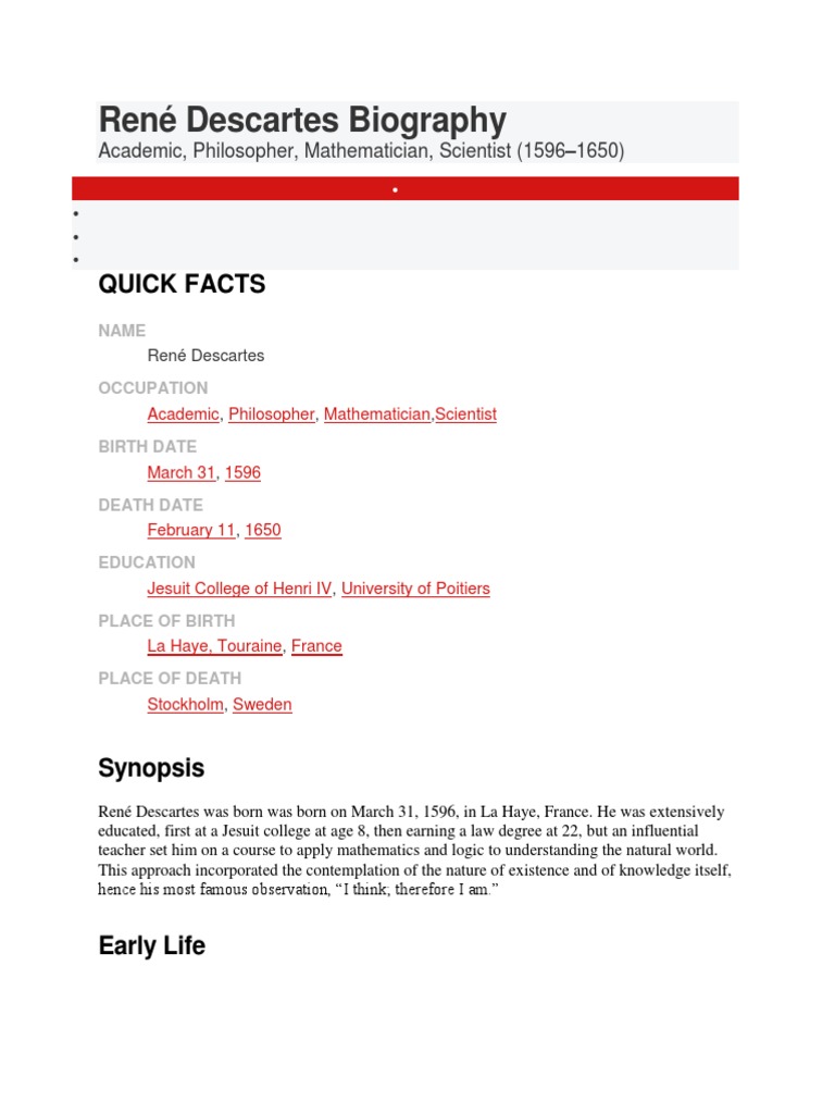 René Descartes | PDF | René Descartes | Metaphysics