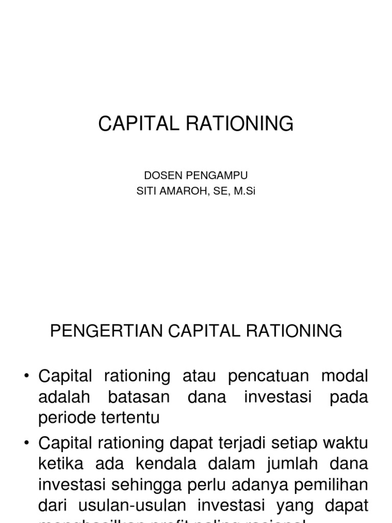 Capital Rationing | PDF