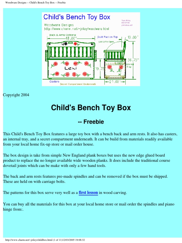 Bench - Child's Toy Box | PDF | Screw | Plywood