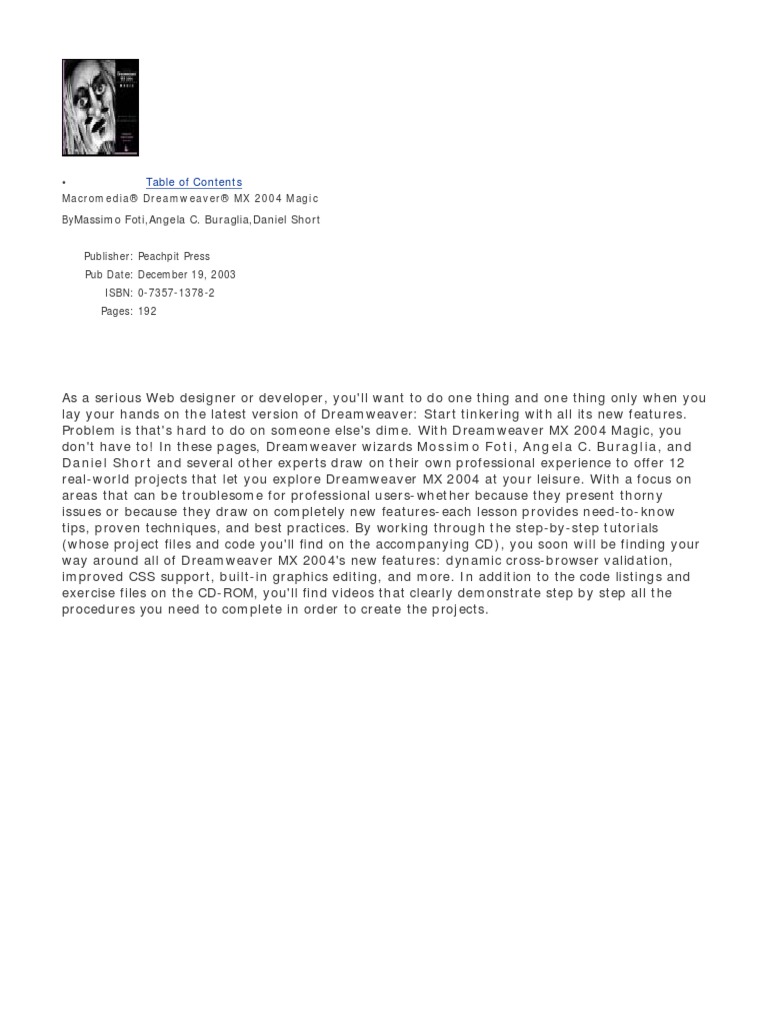 Peachpit Press - Macromedia Dreamweaver MX 2004 Magic | PDF | Page ...