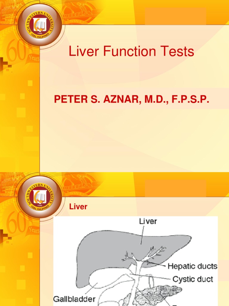 Liver Function Tests: Peter S. Aznar, M.D., F.P.S.P | PDF | Hepatitis ...