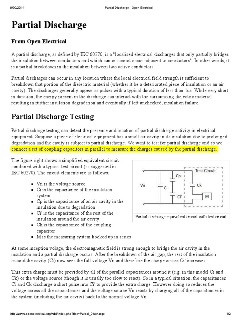 Partial Discharge - Open Electrical | PDF | Electrical Breakdown ...