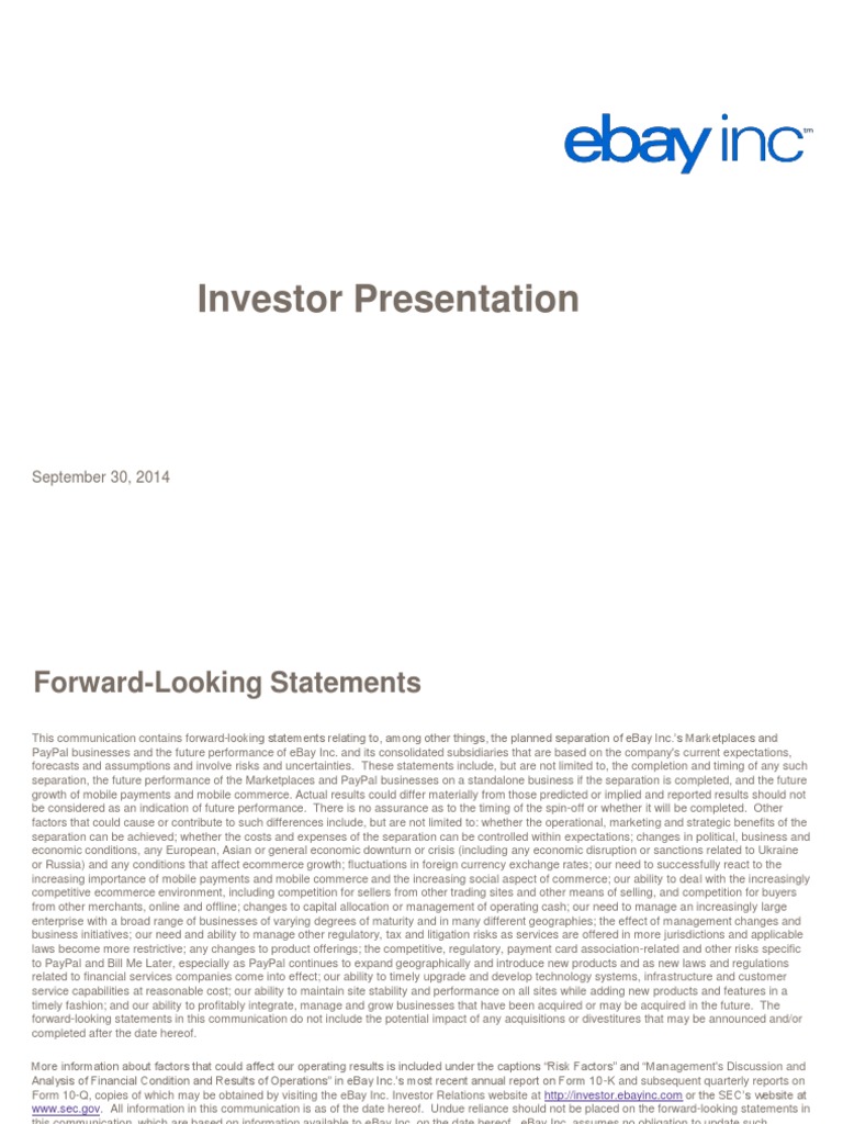 Ebay Investor Deck Final | PDF | E Bay | Pay Pal