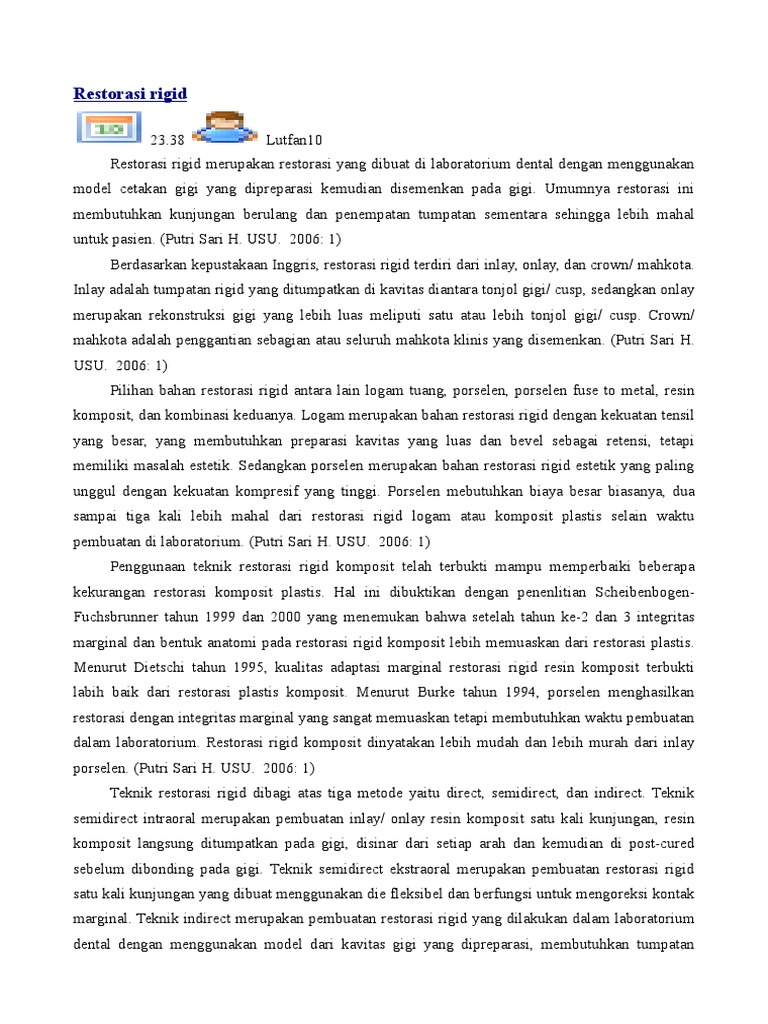 Restorasi Rigid: Inlay dan Onlay Gigi | PDF