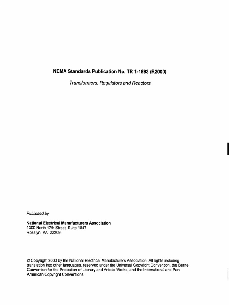NEMA TR 1-2000 Transformers, Regulators and Reactors | PDF | Transformer | High Voltage